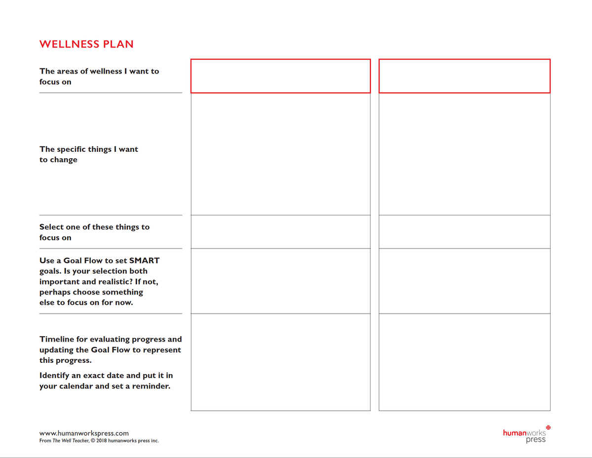humanworks press | The Well Teacher | Wellness Plan